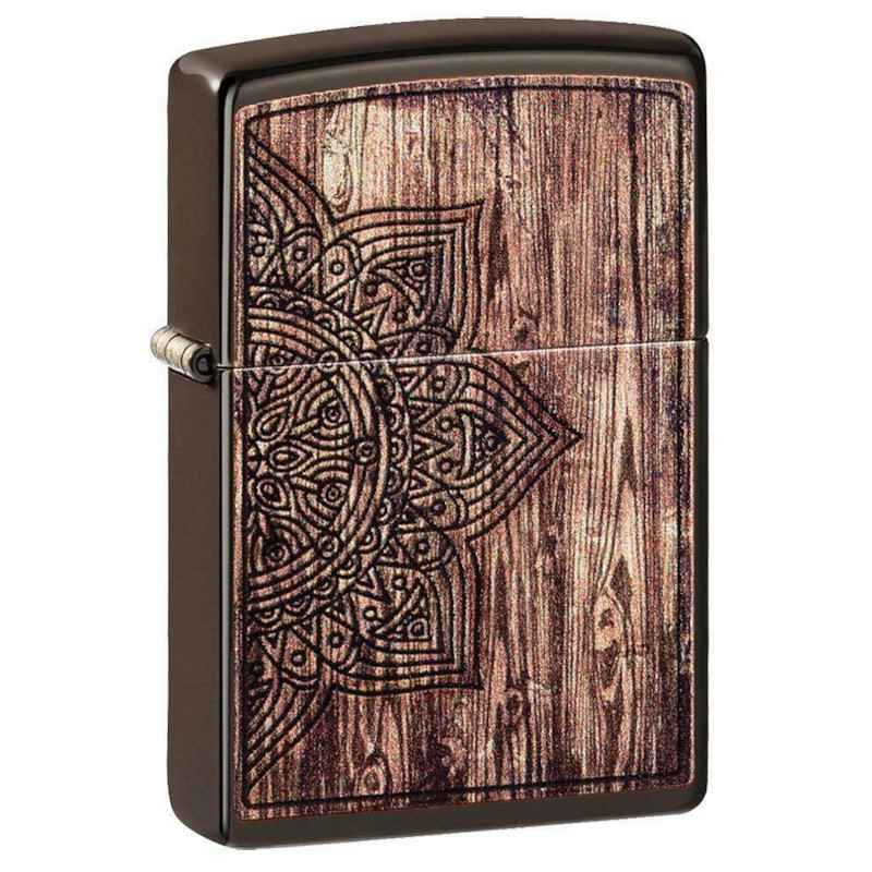 Zippo 49184 – Zippo Wood Mandala Design Brown - ZIPPO AUTHENTIC